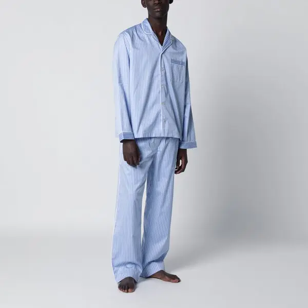 TEKLA Striped Pajama Trousers - Light Blue