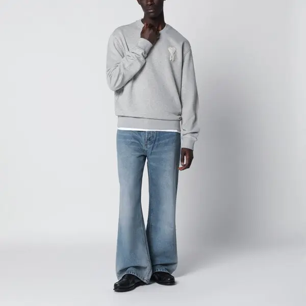AMI Paris De Coeur Cotton Sweatshirt - Grey