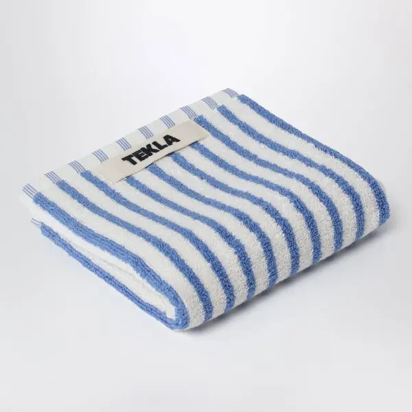 TEKLA Striped Cotton Terry Guest Towel 30x50 - Light Blue