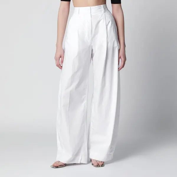 THELATEST Axel Pleated Wide-leg Cotton Trousers - White