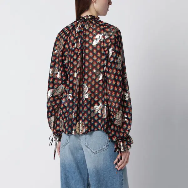 Etro Silk Blend Shirt With Fil Coupé Roses