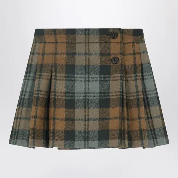 Bonpoint Talissa Check Pattern Kilt Skirt - Brown