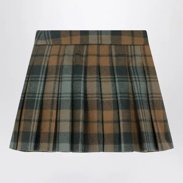 Bonpoint Talissa Check Pattern Kilt Skirt - Brown