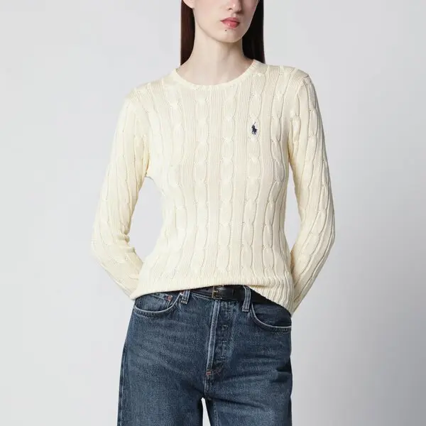 Polo Ralph Lauren Cable-knit Cotton Crewneck Sweater - White