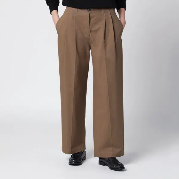 TOTEME Cotton Trousers - Brown