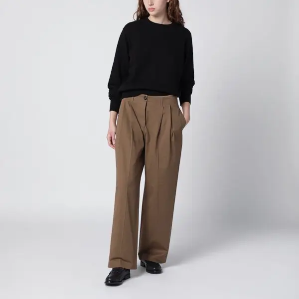 TOTEME Cotton Trousers - Brown