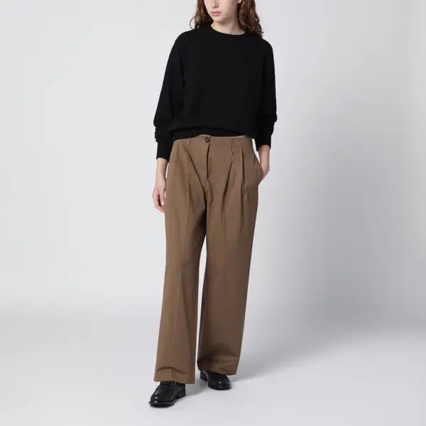 TOTEME Cotton Trousers - Brown
