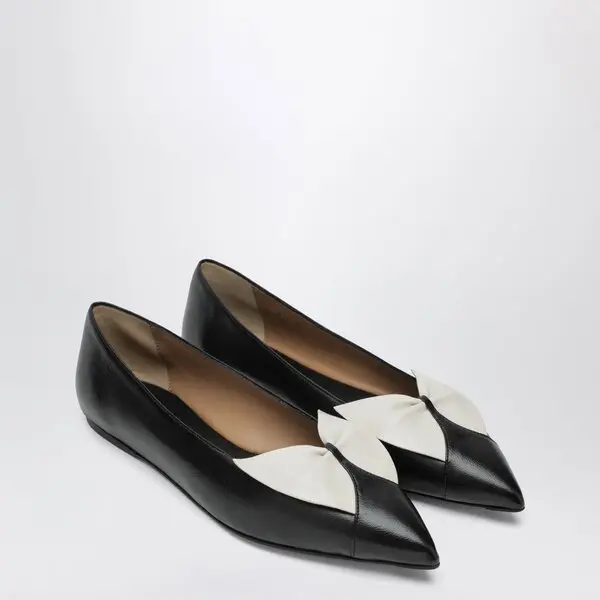 FERRAGAMO Nappa Ballerina Flats With Bow Detailing - Black