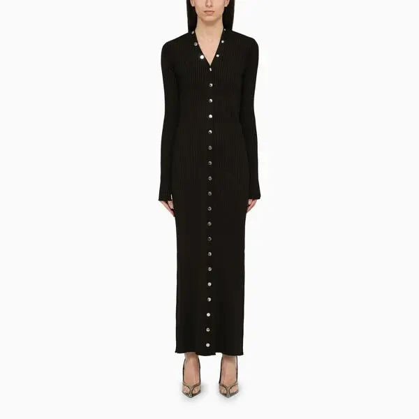 Attico Viscose Long Cardigan - Black