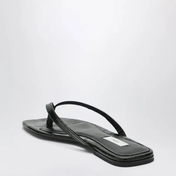 TOTEME Crocodile-effect Leather Thong Sandals - Green