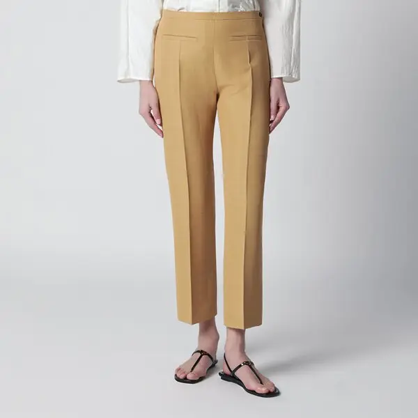Alberta Ferretti Ankle-length Viscose Blend Trousers - Beige