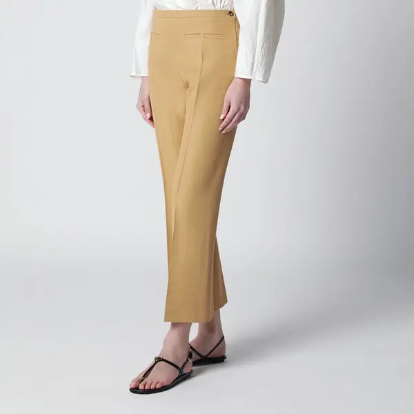 Alberta Ferretti Ankle-length Viscose Blend Trousers - Beige