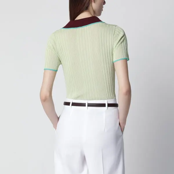 ROBERTO COLLINA Ribbed Fitted Polo With Contrast Trims - Multicolor