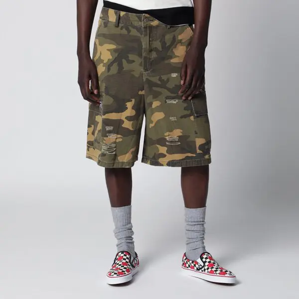 DAGGER Cargo Bermuda Shorts With Camouflage Pattern - Green