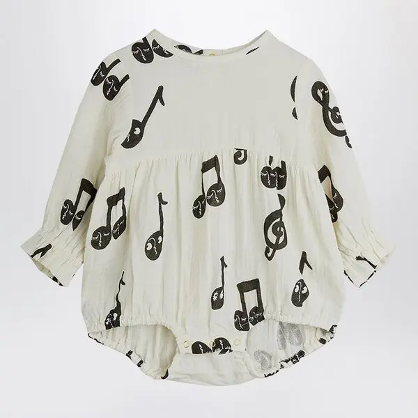 MINI RODINI Bodysuit With Musical Note Print - White