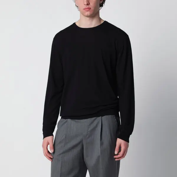 ROBERTO COLLINA Cotton Crewneck Sweater - Black