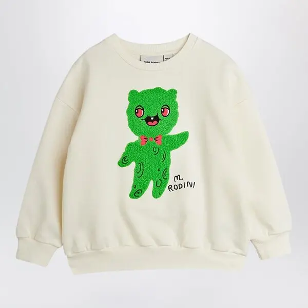 MINI RODINI Sweatshirt With Chenille Alien Motif - White