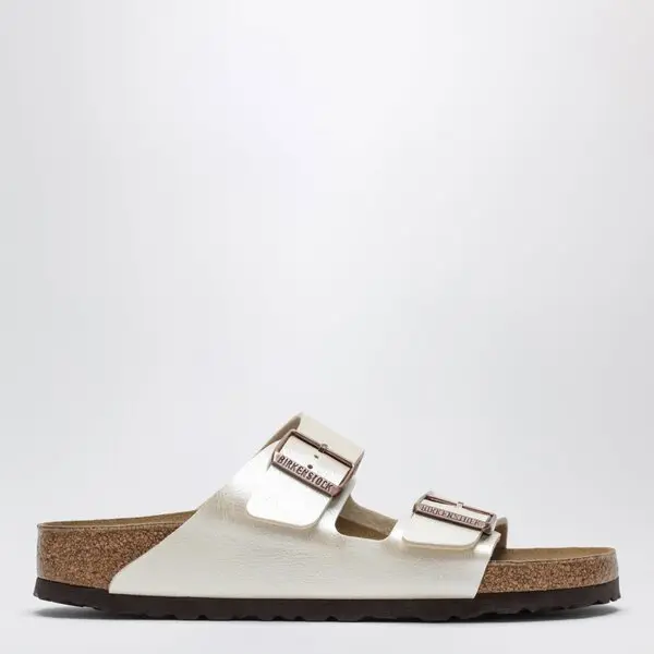 BIRKENSTOCK Arizona Birko-flor Pearl Slides - White