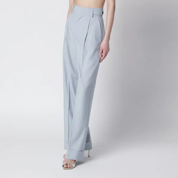 Alberta Ferretti Viscose Blend Trousers - Light Blue