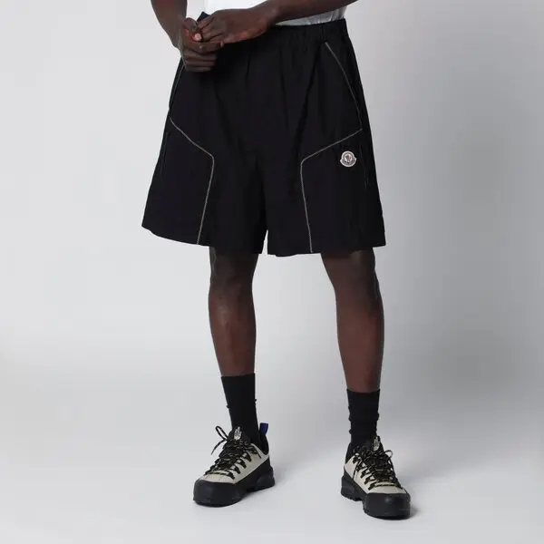 Moncler Cotton Gabardine Cargo Shorts - Black
