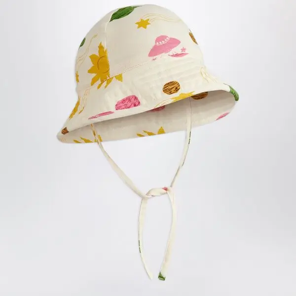 MINI RODINI Printed Muslin Hat - White