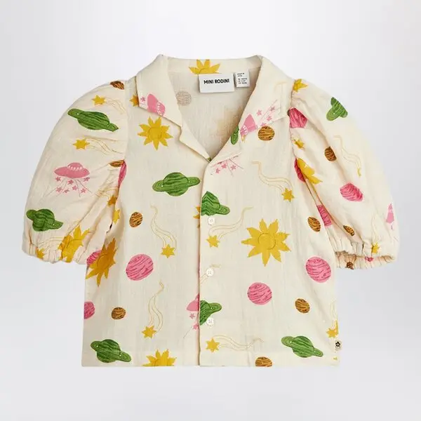 MINI RODINI Muslin Blouse With Space Print
