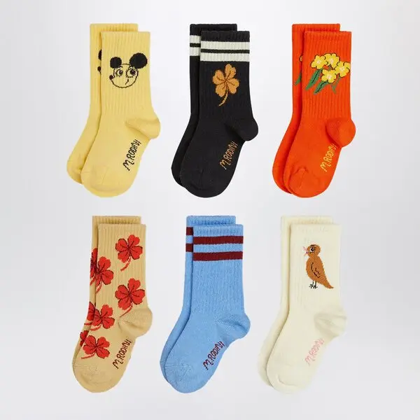 MINI RODINI Cotton-blend Socks Set Of 6 - Multicolor
