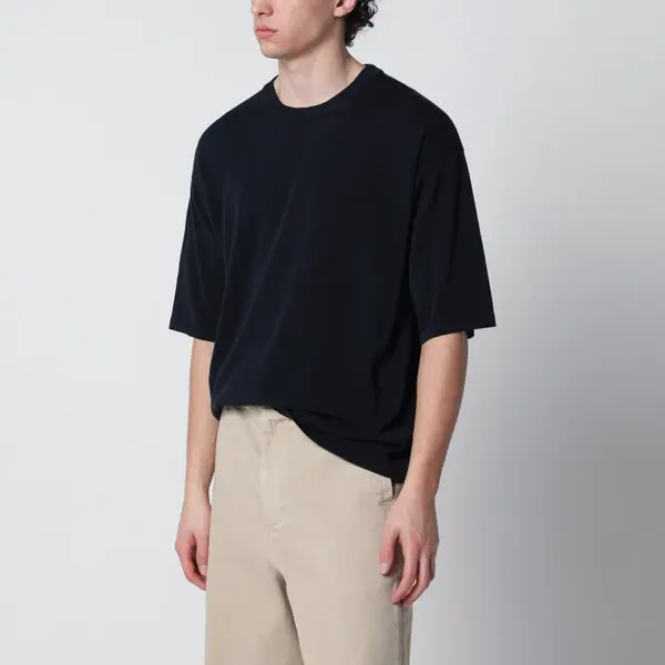 ROBERTO COLLINA Navy Cotton Knit T-shirt - Blue