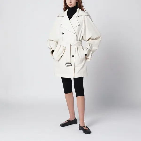 TOTEME Ivory Double-breasted Cotton Trench Coat - Beige
