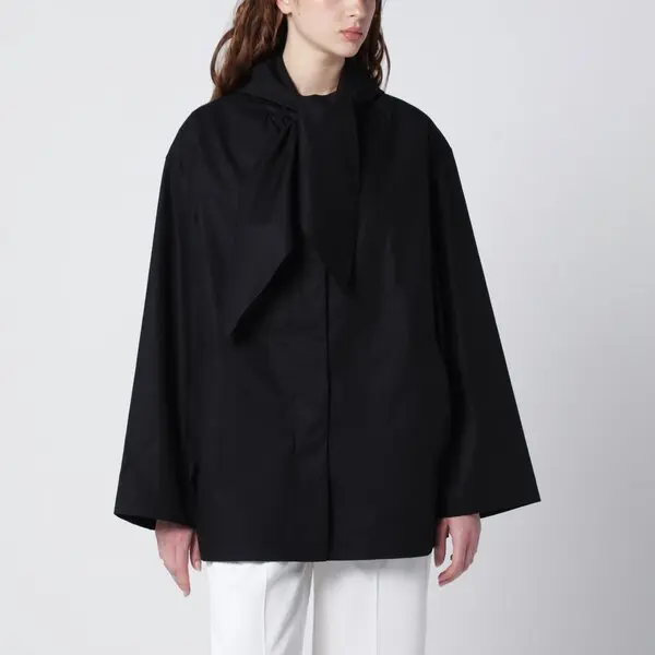 TOTEME Organic Cotton Jacket With Scarf - Black