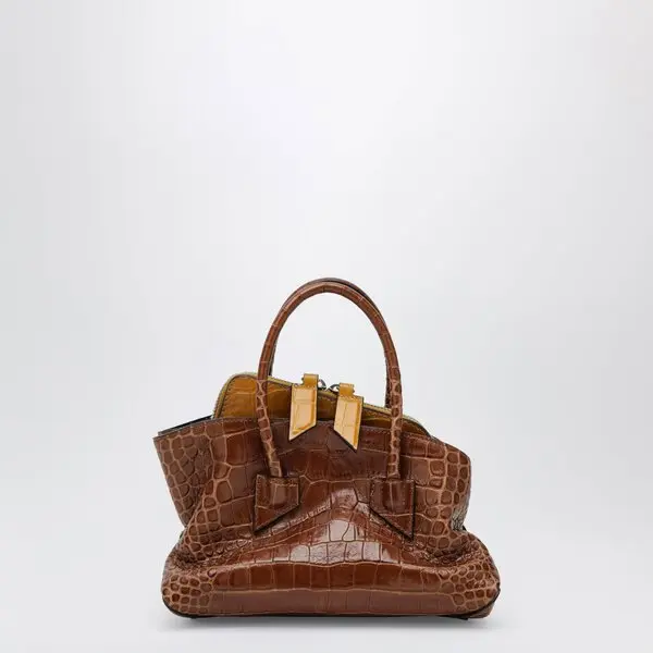 Attico La Passeggiata Mini Shaded Crocodile-print Leather Bag - Brown