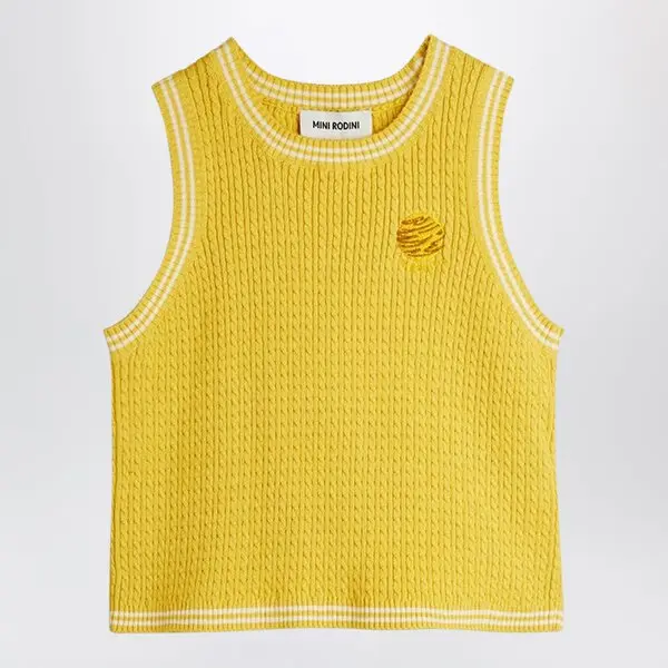 MINI RODINI Cable Knit Tank Top - Yellow