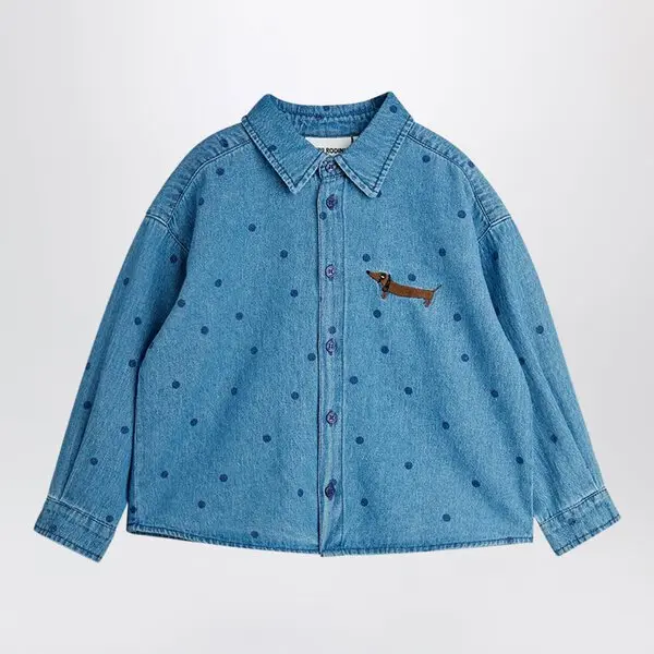 MINI RODINI Denim Polka Dot Shirt - Blue