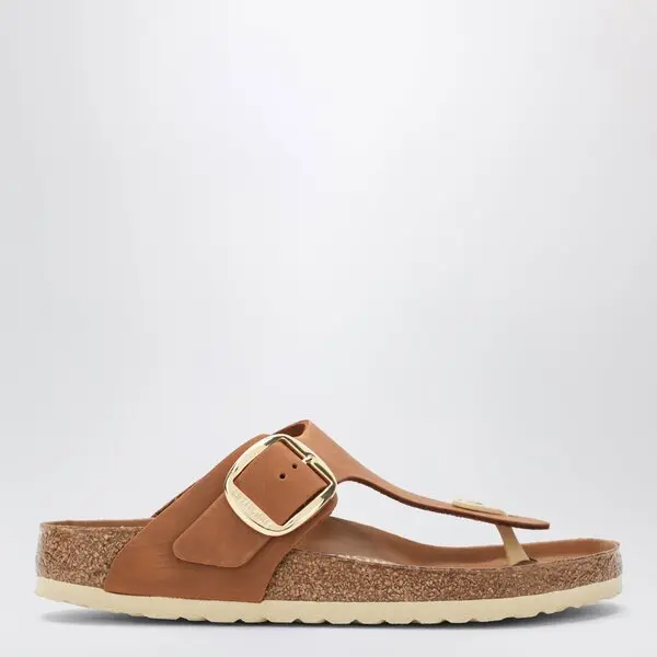 BIRKENSTOCK Gizeh Big Buckle Slides In Cognac - Brown