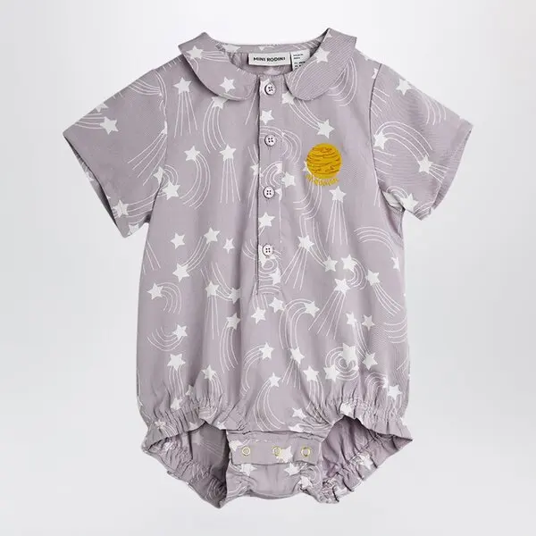 MINI RODINI Starfall Print Lyocell Bodysuit - Purple