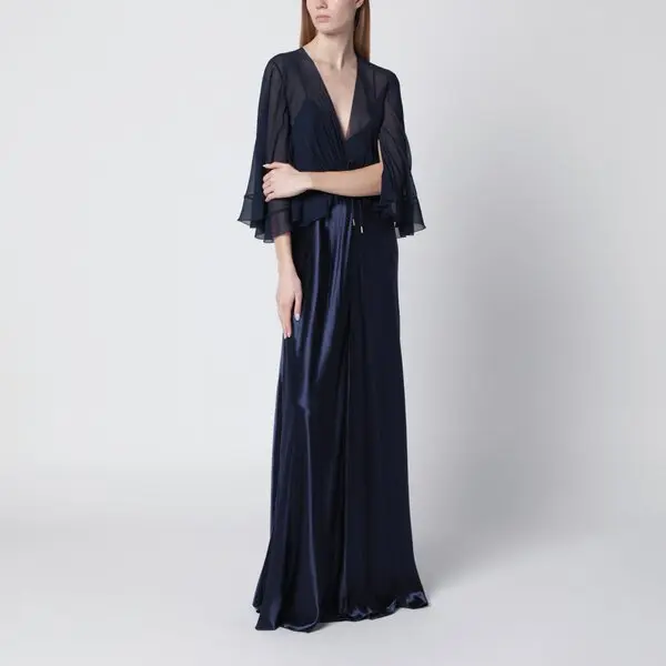 Alberta Ferretti Long Semi-transparent Viscose Dress - Blue