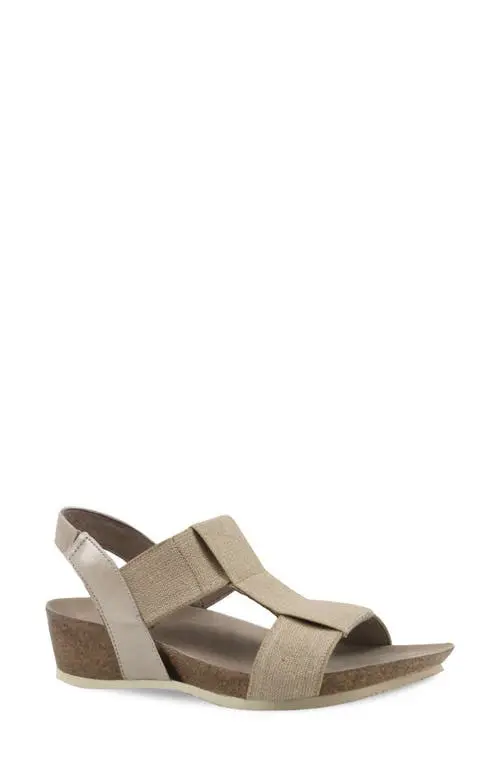 Munro Georgette T-strap Wedge Sandal - Taupe Combo