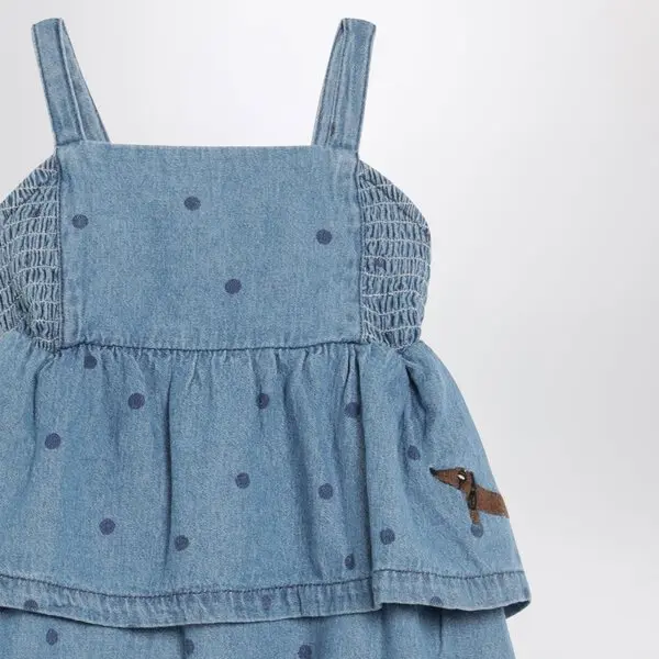 MINI RODINI Polka Dot Denim Dress