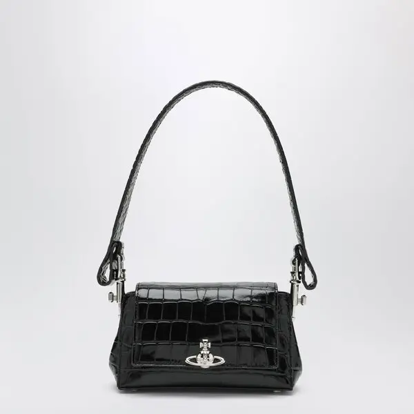 VIVIENNE WESTWOOD Hazel Bag In Croc-effect Patent Leather - Black