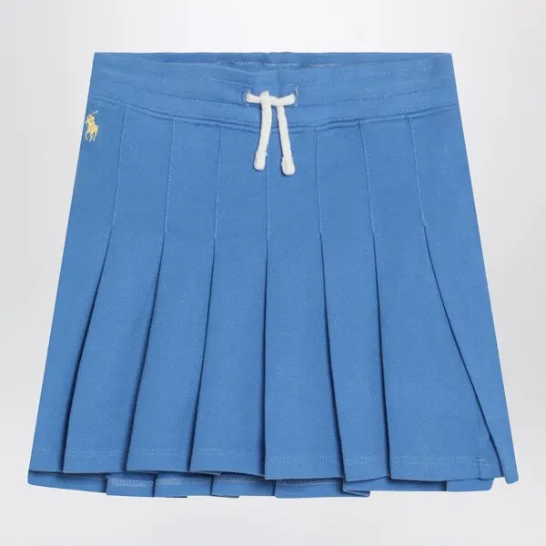 Polo Ralph Lauren Cotton Pleated Mini Skirt - Light Blue