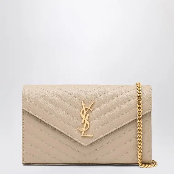 Saint Laurent Cassandre Chain Pouch - Beige