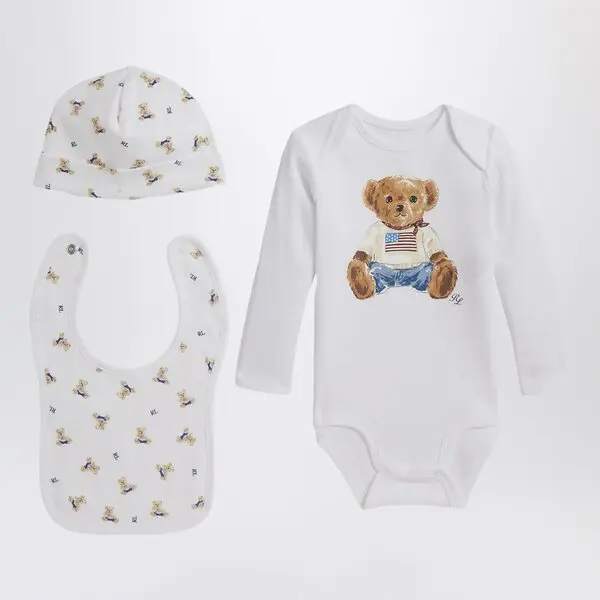 Polo Ralph Lauren Three-piece Polo Bear Cotton Set - White