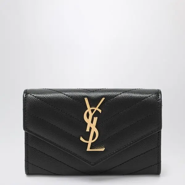 Saint Laurent Monogram Envelope Small Wallet - Black