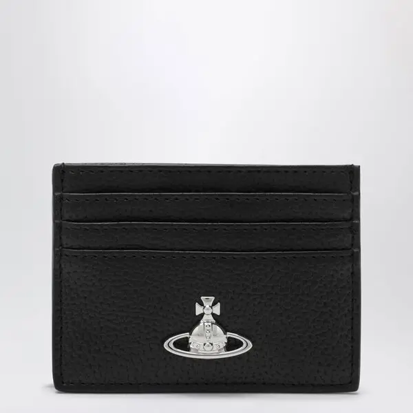 VIVIENNE WESTWOOD Grained Leather Flat Card Holder - Black