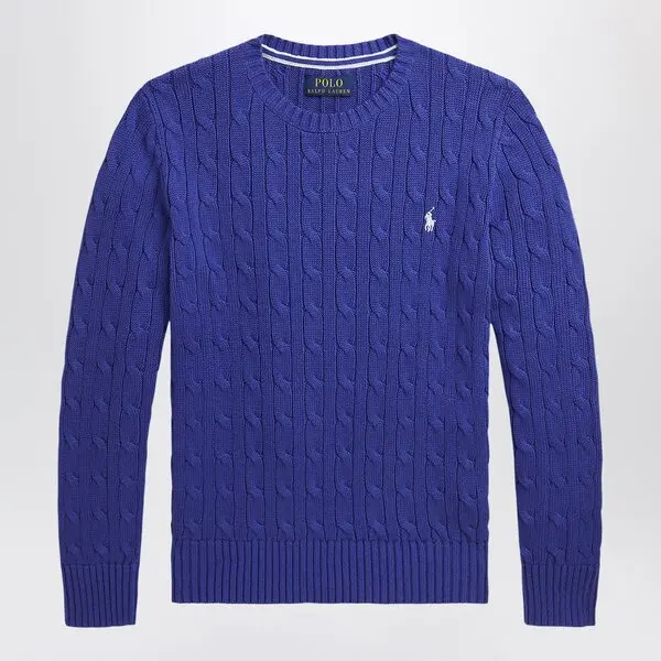 Polo Ralph Lauren Crew Neck Cable Knit Sweater - Blue
