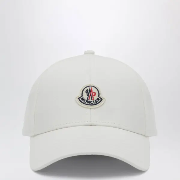 Moncler Cotton Baseball Cap With Logo - White