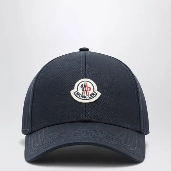 Moncler Cotton Baseball Cap With Logo - Blue