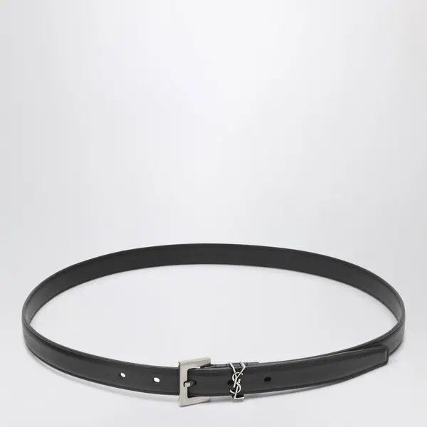 Saint Laurent Cassandre Leather Belt - Black