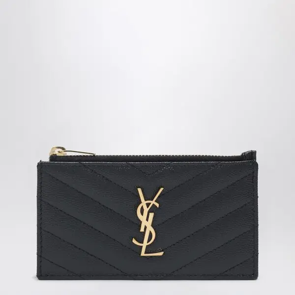 Saint Laurent Quilted Cassandre Card Holder - Black