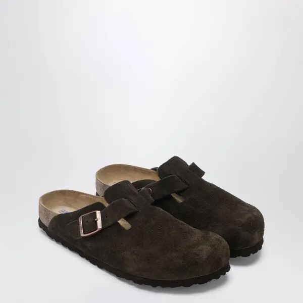 BIRKENSTOCK Suede Boston Clogs - Brown